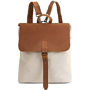 Womleys Vintage Canvas Backpack for Women Girls, Travel Backpack Casual Shopping Hiking Daypack Student Bookpack Rucksack (Beige)