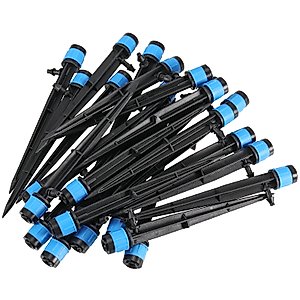 MUKLEI 200 Pcs 5" Drip Emitters Fan Shape, Drip Irrigation Emitters Vortex with Stake, 360 Degree Fan Shape Adjustable Water Flow Irrigation Drippers for 1/4 Inch Irrigation Tube Hose
