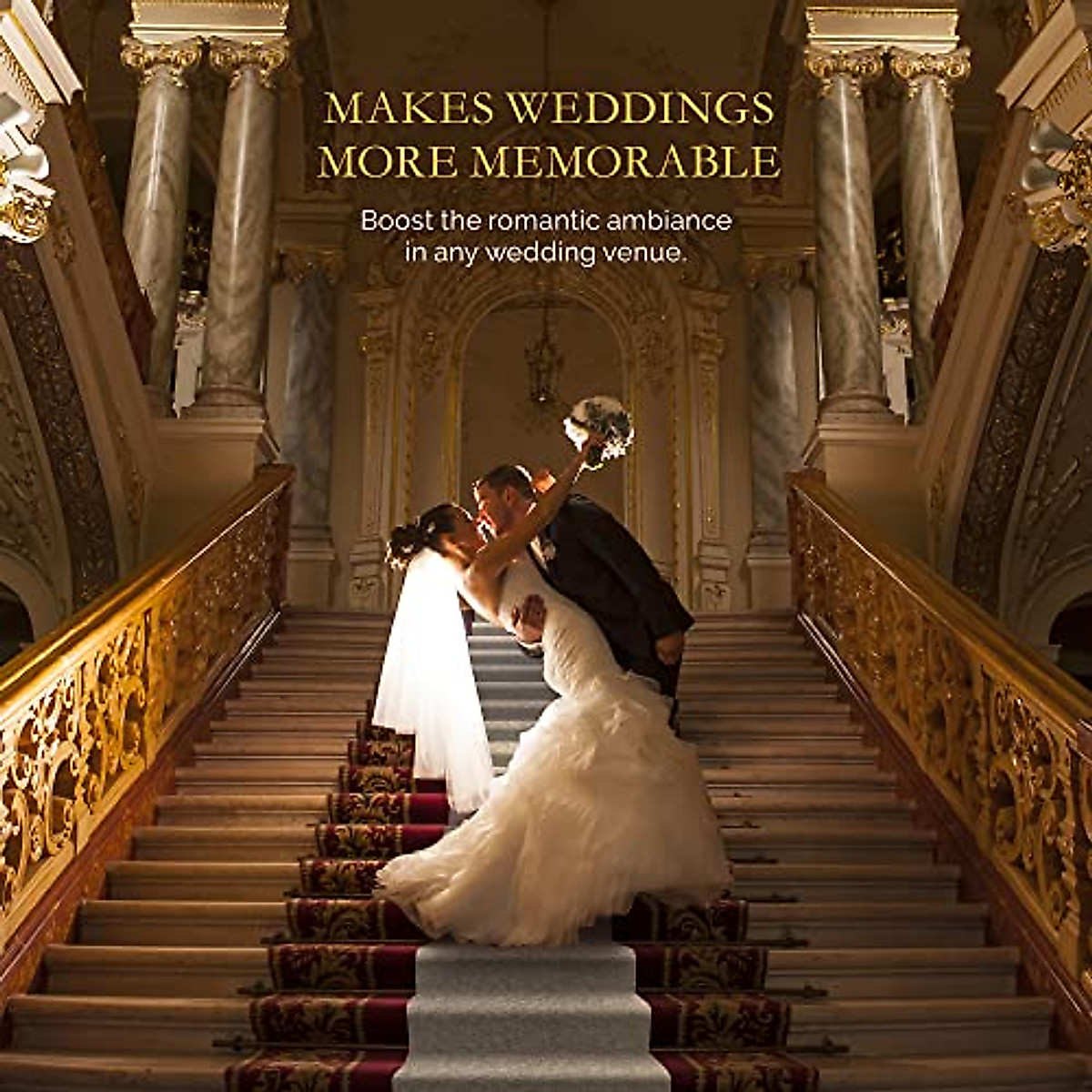 Supply Flora SLS Wedding Aisle Runner, White Floral Print Wedding Floor Must-Have with Pull String and Double-Sided Adhesive Strip, for Indoor and Outdoor Weddings, 50 x 3 Feet