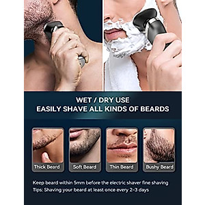 Electric Shavers for Men, KENSEN Electric Razor for Shaving Face, Mens Rotary Shaver Rechargeable Razor for Men, Waterproof Wet & Dry LED Display Cordless Rotary Shaver with Extra Replacement Blade