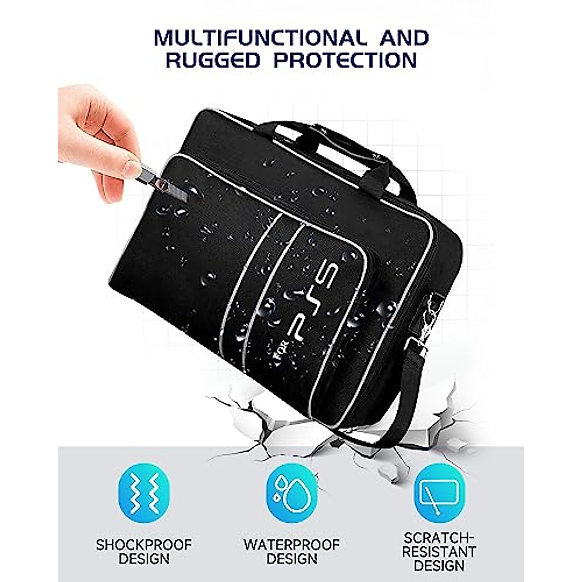 CONGDAREN Carrying Case for PS5 Travel Case for PS5 Protective Case Bag Suitable for PS5 Disc/Digital Edition Console, Controllers, Game Cards, Gaming Headset and Other Accessories