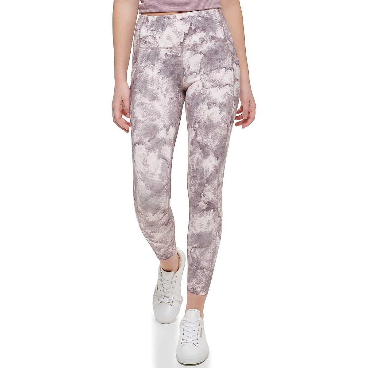 Calvin Klein Performance Women's Printed High Waist 7/8 Length Tight, Snakeshift Moonrock