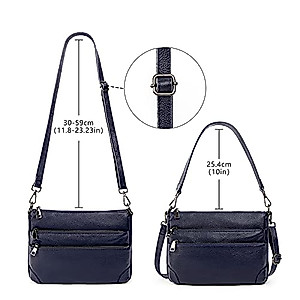 Pearl Angeli Crossbody Bags for Women Genuine Leather Shoulder Bag Multi-Pocket Messenger Bag Ladies Handbag Purse Royalblue