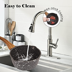 MINLUFUL Nonstick Saucepan with Lid, 1.8 Quart Classic Black Granite Coated Pasta Soup Pot for All Stovetops, 7 Inch Small Sauce Pan for Cooking Sauce Soup and Milk