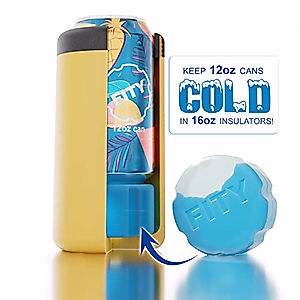 FITY FREEZE (2 Pack) - A Freezable 12oz can Adapter for 16oz Can Coolers Tall Koozie Beer Soda Drink Cooler Cozy Insulator Spacer Extension, Compatible with YETI MiiR CamelBak BruMate (Blue)