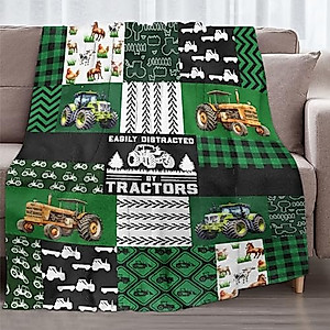Tractor Blanket-Tractor Blanket for Boys, Girls Tractor Gift for Tractor Lovers-Cozy Soft Flannel Lightweight and Warm Used for Room Bed Camping 40"x50" for Kids Children
