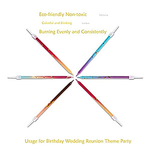 SHARESYNC Gradient Colorful Birthday Cake Candles with Gold Glitter Power Long Thin Cupcake Happy Birthday Candles Topper for Wedding Celebration Party 24pcs (Red+Yellow-1)