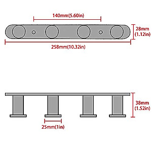 Alise Bathroom Towel Hook Towel Robe Coat Rack/Rail with 4 Hooks,Wall Drilling or Super Glue Mount,GYT1000B-4 SUS304 Stainless Steel Matte Black Finish