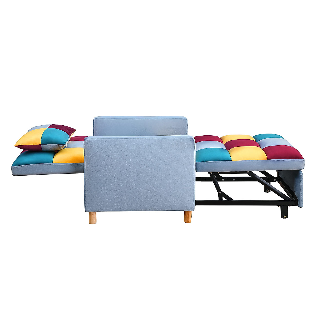 3-in-1 Single Chair Bed,Convertible Sleeper Sofa Chair Bed with Pillow,Multi-Functional Sleeper Chair with Adjustable Backrest,pullout Sofa Bed with Velvet Fabric for Apartment(Multicolor)