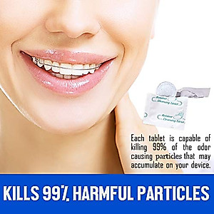 Retainer and Denture Cleaner 150 Tablets, 5 Month Supply Cleaning Tablets Denture Cleaners Remove Bad Odors, Plaque, Stains From Night Guards, Mouth Guards, Dental Appliance