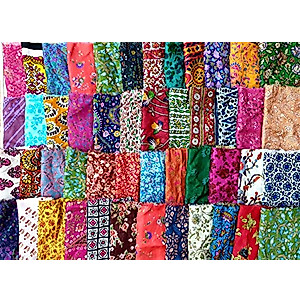 Vintage Fabrics Crafts Saree Silk Remnants DIY Scraps Fabric Sari Fabric Material 50 Small Pieces Small Floral Pieces for Art and Craft Scrapbook Art Doll Junk Journal