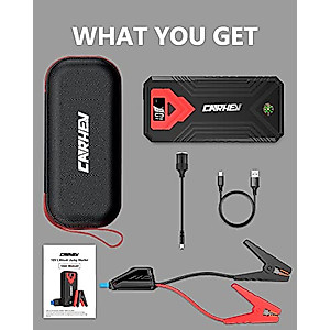CARHEV 3000A Jump Starter, 24000mAh Car Battery Jump Starter (up to 8.0L Gas and 8.0L Diesel Engine) Battery Jumper Starter Portable, 12V Car Jumper Starter Portable with LED Light and USB QC 3.0
