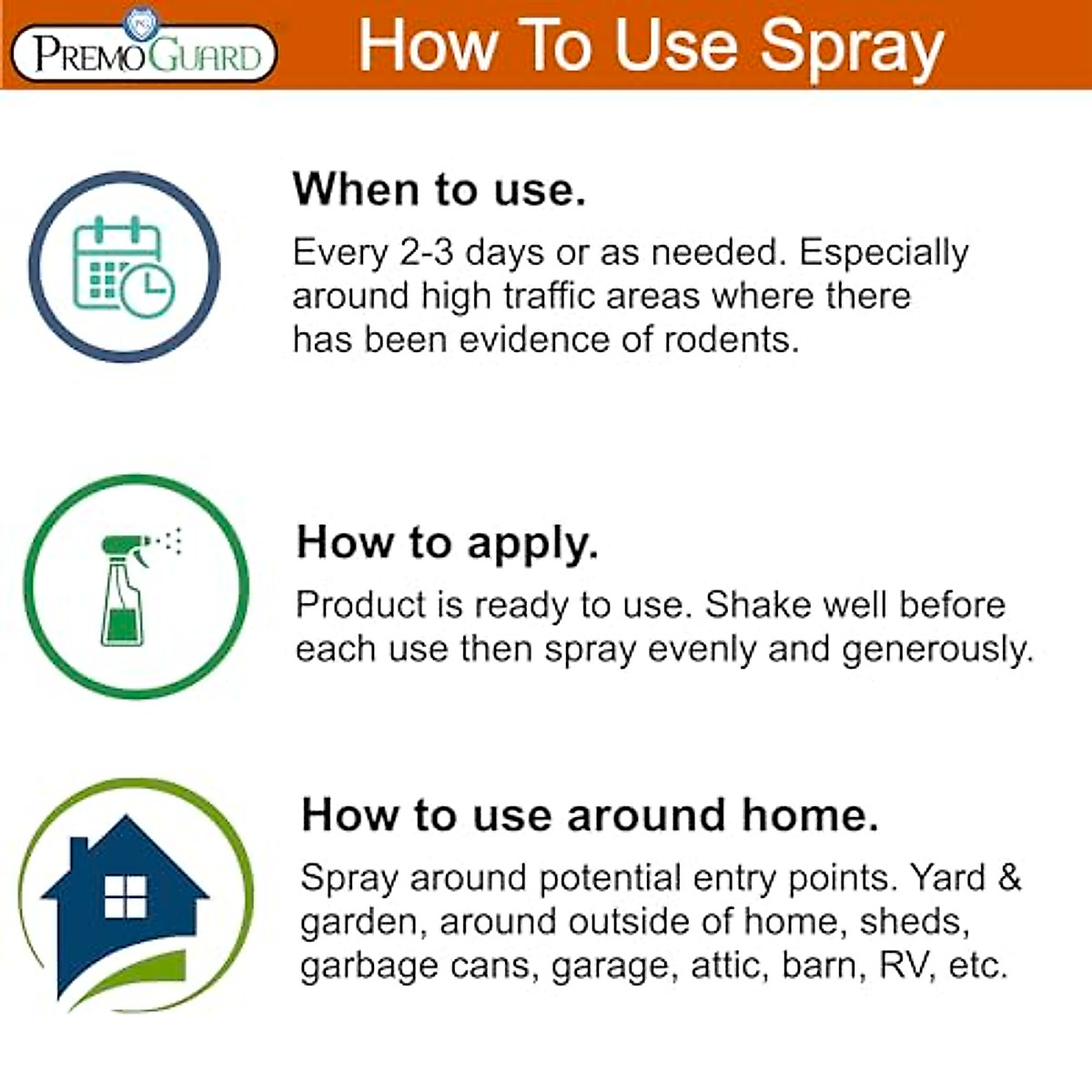 Rodent Repellent Spray by Premo Guard - 32 oz - Natural Child & Pet Safe - Uses Peppermint Oil to Repel Mice, Rats, Skunks, Raccoons, Deer & Other Unwanted Animals - Ready to Use for Indoor & Outdoor