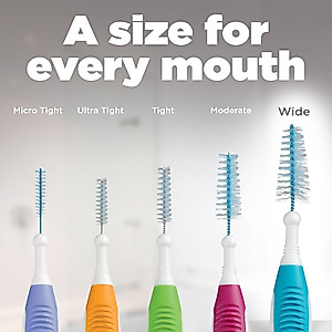 GUM Proxabrush Go-Betweens - Wide - Interdental Brushes - Soft Bristled Dental Picks for Plaque Removal &amp; Gum Health - Safe for Braces &amp; Dental Devices, 10ct