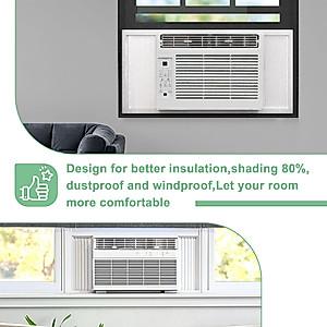 Memrita Window AC Side Panels with Frame Set,Air Conditioner Accordion Filler Curtain Replacement for Window AC Units,Fits Most 8,000 BTU Units,White,2 Pack