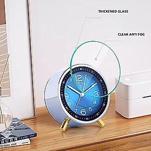 HEGZA Analog Alarm Clock 4" Quiet Non-Ticking Silent Analog Bedside Alarm Clock with Loud Alarm and Nightlight Kids Alarm Clocks (Color : B)