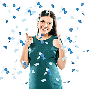 SANERYI Gender Reveal Confetti Balloon Salute Gun, He or She (Set of 10) Baby Boy or Girl Party Supplies Decoration (10 Blue)