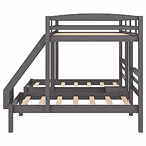 DEYOBED Full Over Twin & Twin Wooden Triple Bed Bunk Bed with Easy-Access Ladder - Functional Sleep Arrangement for Kids, Teens, Adults