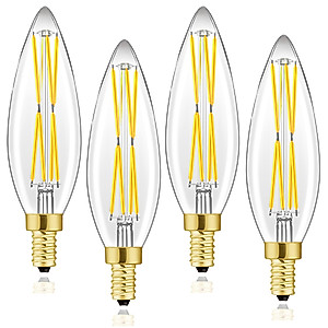 XININSUN E12 Edison Candelabra LED Bulb,100W Equivalent Dimmable Chandelier Light Bulbs,8W 4000K Daylight White 800LM B10 Vintage LED Filament Candle Light Bulb with Decorative,4.85in,4 Pack