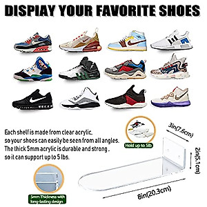 AOHMPT Clear Floating Shoe Display for Wall Mount-Floating Shoe Shelves to Showcase Sneaker Collection, Shoe Wall Shelf, Shoe Shelf for Wall, Sneaker Shelf with Shrink Wrap Bags (6 pack+)
