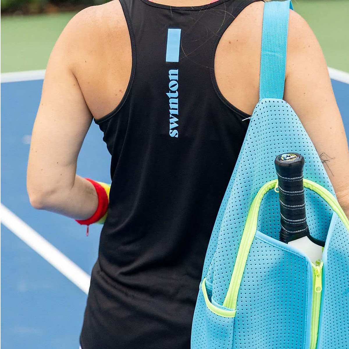 Swinton Pickleball Bag - Neoprene Sports Bag for Pickleball Paddles - Unisex Sling Style Pickleball Gift (Light Blue)