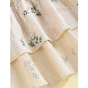 Hipea Toddler Girl Dress Ruffle Halter Floral Princess Dress Summer Beach Bohemian Casual Sundress Toddler Dress Apricot 5-6Years