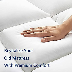 TEXARTIST Full Cooling Mattress Topper for Back Pain, Extra Thick Mattress Pad Cover, Plush Soft Pillowtop Bed Topper with Elastic Deep Pocket, Overfilled Down Alternative Filling