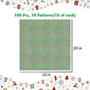 BLEWINDZ 100 Sheets Christmas Tissue Paper for Gift Wrapping Bags, 20'' x 20'' Christmas Sparkle Metallic Gift Wrapping Paper Bulk for Xmas Birthday Holiday Decor (10 Patterns)
