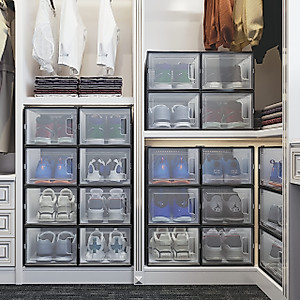 YITAHOME Shoe Storage Box, Set of 12 Medium Size Shoe Storage Organizers Stackable Shoe Storage Box Rack Containers - Medium Size（13.8’’L x 9.8’’W x 7.3’’H）