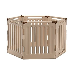 Richell Convertible Indoor/Outdoor Pet Playpen, Large, Soft Tan/Mocha
