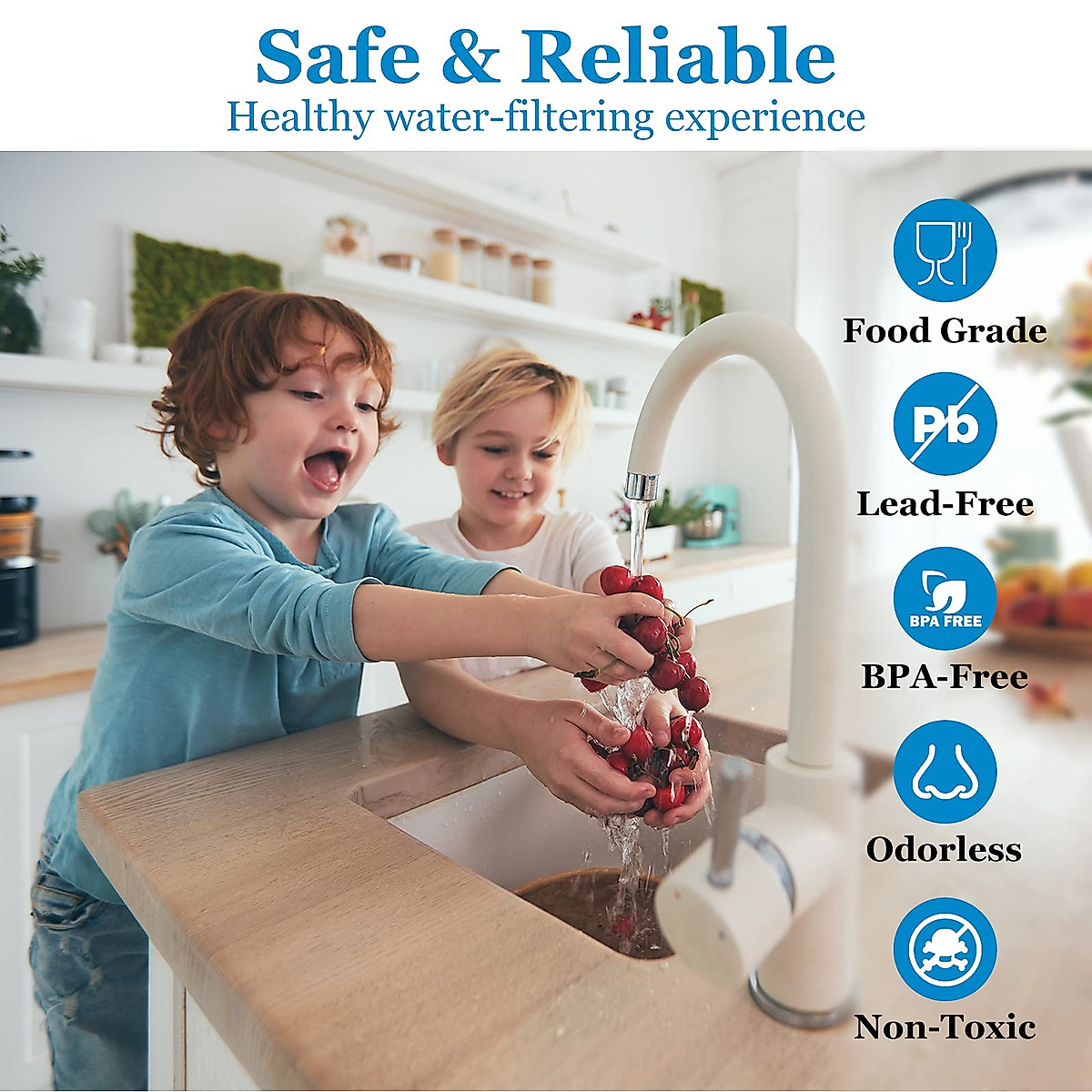 300 GPD RO Membrane Filter Replacement with Reverse Osmosis Membrane Housing, Wrench, 1/4" Quick-Connect Fitting, Check Valve, Fit Under Sink RO Home Drinking Water Filter Filtration Purifier System