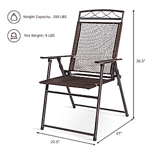Safstar Patio Folding Chairs Set of 4, Portable Sling Chair for Backyard Poolside Balcony Lawn