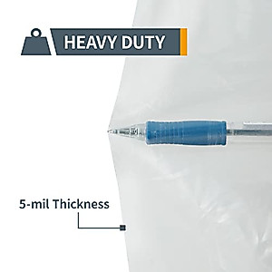 POWERTEC 70009 Clear Plastic Dust Collection Bag, 19-1/2 Inch Dia x 33-Inch, 5-Pack Dust Collector Bags for machine with 19”Filter Drum–5 Pack