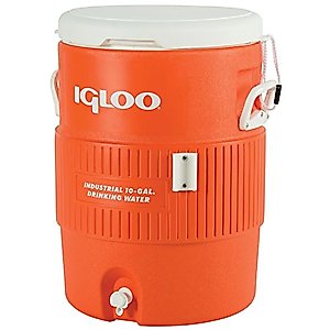 Igloo Seat Top Beverage Dispenser, Orange/White, 10 Gallon
