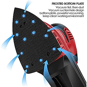 Sander Tool, 200W Electric Hand Sander for Wood & Metal, 12500 RPM Palm Detail Sander, Random Orbit Sanders with 20 Pcs Sanding Paper, Vacuum Dust Collection Box, for Plywood, Paint Dry Walls