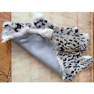 Bobcat Print Tanned Rabbit Fur Pelt Hide (10" by 12" Rabbit Pelt with Sewing Quality Leather)
