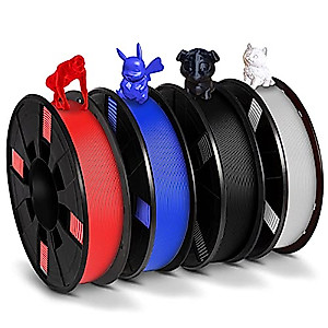 Luftzeuge PLA Filament 1.75mm with Excellent Adhesion - Dimensional Accuracy +/- 0.03mm for High Precision - Fit Most FDM Printers - 0.25KG Per Spool - 4 Colors Bundle (Black, White, Blue, Red)