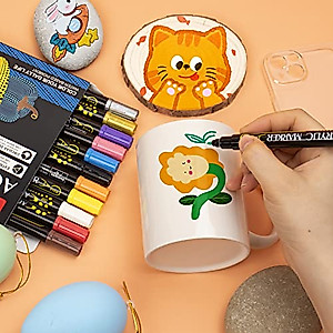 Tesquio 24 Colors Paint Markers Paint Pens, Dual Tip Acrylic Paint Pens, Ideal for Wood, Rock Painting, Canvas, Stone, Glass, Ceramic, DIY Crafts Making Art Supplies