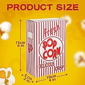 Riosy 200 Pieces Popcorn Boxes Red and White Popcorn Containers Bulk Close Top Paper Popcorn Box Party Favor for Movie Parties and Theater Night, 6 x 4 x 2 Inch