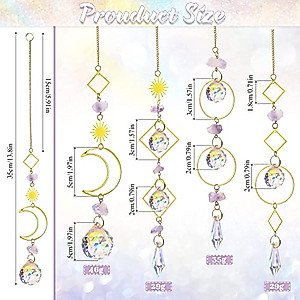 Crystal Suncatcher Rainbow Maker Hanging Prism Ornament Pendant Home Garden Car Decoration 4 Pack Gift Kit Sun Catchers Indoor Window, 13.8 Inch