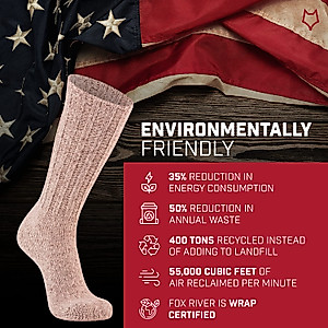 Fox River Norsk Crew Hiking Sock, Classic Ragg Wool, Memory-Knit Construction, Reinforced for Durability, Warm, Brown Tweed, X-Large