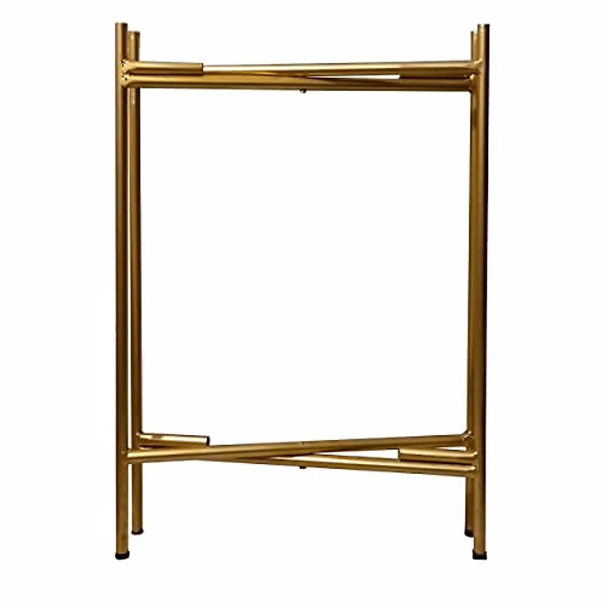 The Urban Port 20-Inch High Round Side End Table with 2-Tier Iron Frame, Matte Gold