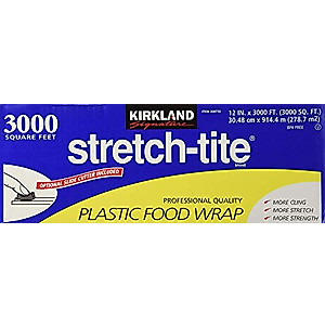 Kirkland Signature Stretch-Tite Plastic Food Wrap - Parent (6000 SQ. FT (2 Pack, 12" x 3000 SQ. FT Each))