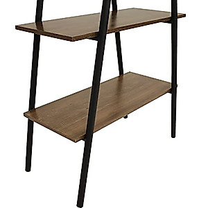 Sunnydaze 68.5-Inch H 4-Tier Industrial-Style A-Frame Ladder Shelf - MDP Shelves with Powder-Coated Steel Frame - Brown
