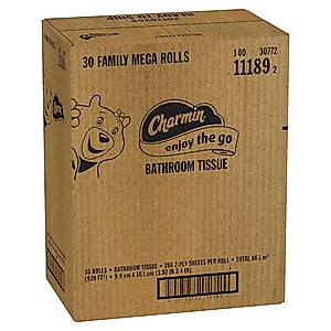 Charmin Ultra Soft Cushiony Touch Toilet Paper, 30 Family Mega Rolls = 153 Regular Rolls