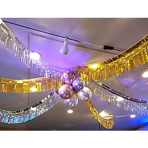 Blukey Thick 10 Feet by 15 Inch Royal Blue Foil Fringe Garland - Pack of 6 | Shiny Metallic Tinsel Banner for Parade Floats, Bridal Shower, Wedding, Birthday, Christmas | Wall Hanging Drapes (6)