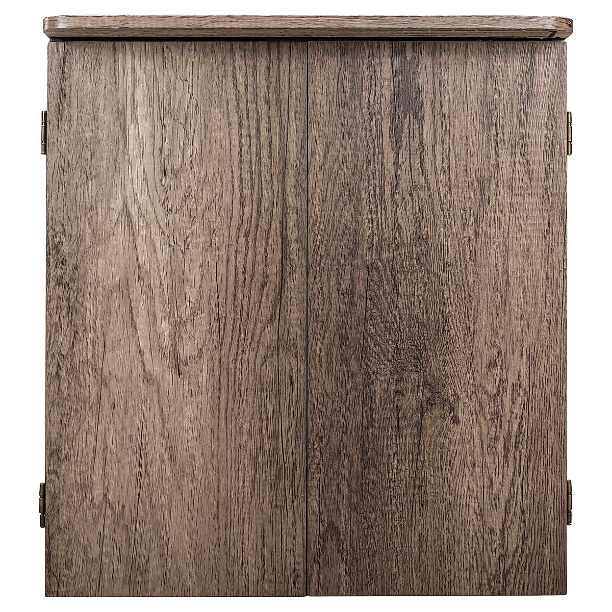 Unicorn LED Bristle Dartboard Cabinet Set - LED Tournament-Style Lighting - Official Size Dartboard - Woodgrain Finish Cabinet with Chalk Scoreboards - Includes Six Steel Tip Darts, Brown