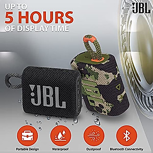 Boomph On-The-Go Kit: JBL Go 3 Portable Bluetooth Wireless Speaker, IP67 Waterproof and Dustproof Built-in Battery - Black