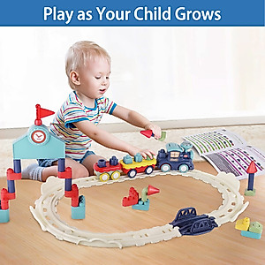 iPlay, iLearn Toddler Musical Train Set Toys, Kids First Electric Railway Tracks Playset, Baby Choo Choo Train W/Learning Blocks, Birthday Gifts for 12 18 Month 1 2 3 4 Year Old Boy Girl Infant Child