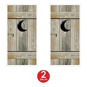 Beistle Plastic Outhouse Door Covers, 5’ x 30", Set of 2 - Rustic Desert-Themed Bathroom Decoration for Country Cowboy Setting, Old Wild West Parties, Western Party Décor